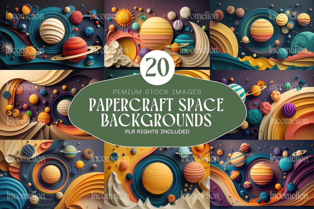 20 Papercraft Space Backgrounds | Whimsical Cutout Galaxy Digital Art ...