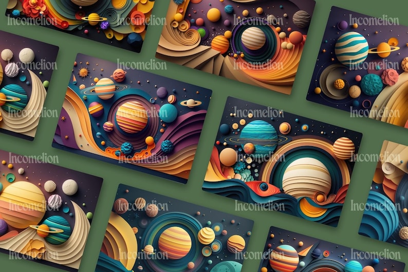 20 Papercraft Space Backgrounds | Whimsical Cutout Galaxy Digital Art ...