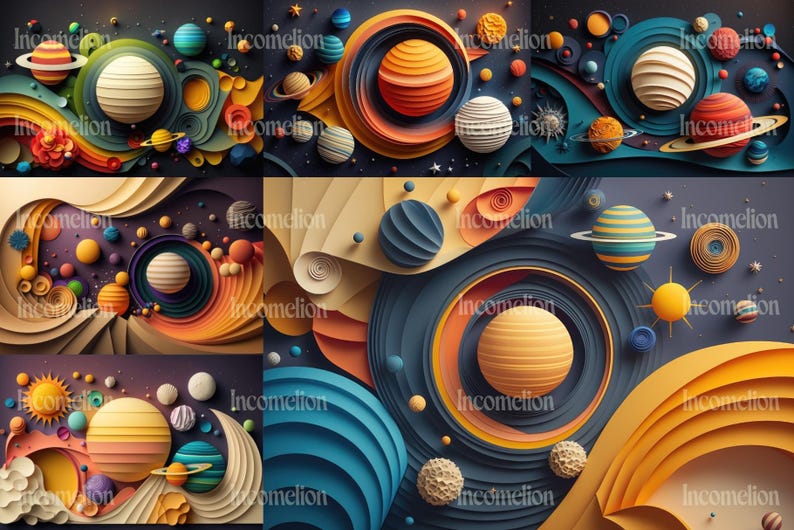 20 Papercraft Space Backgrounds | Whimsical Cutout Galaxy Digital Art ...