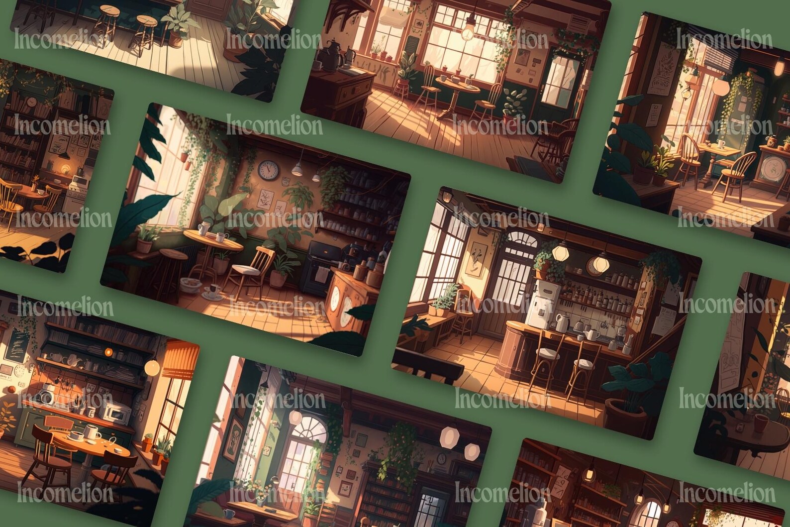 16 Lofi Cafe Backgrounds Cozy Coffee Shop Digital Wallpapers for ...