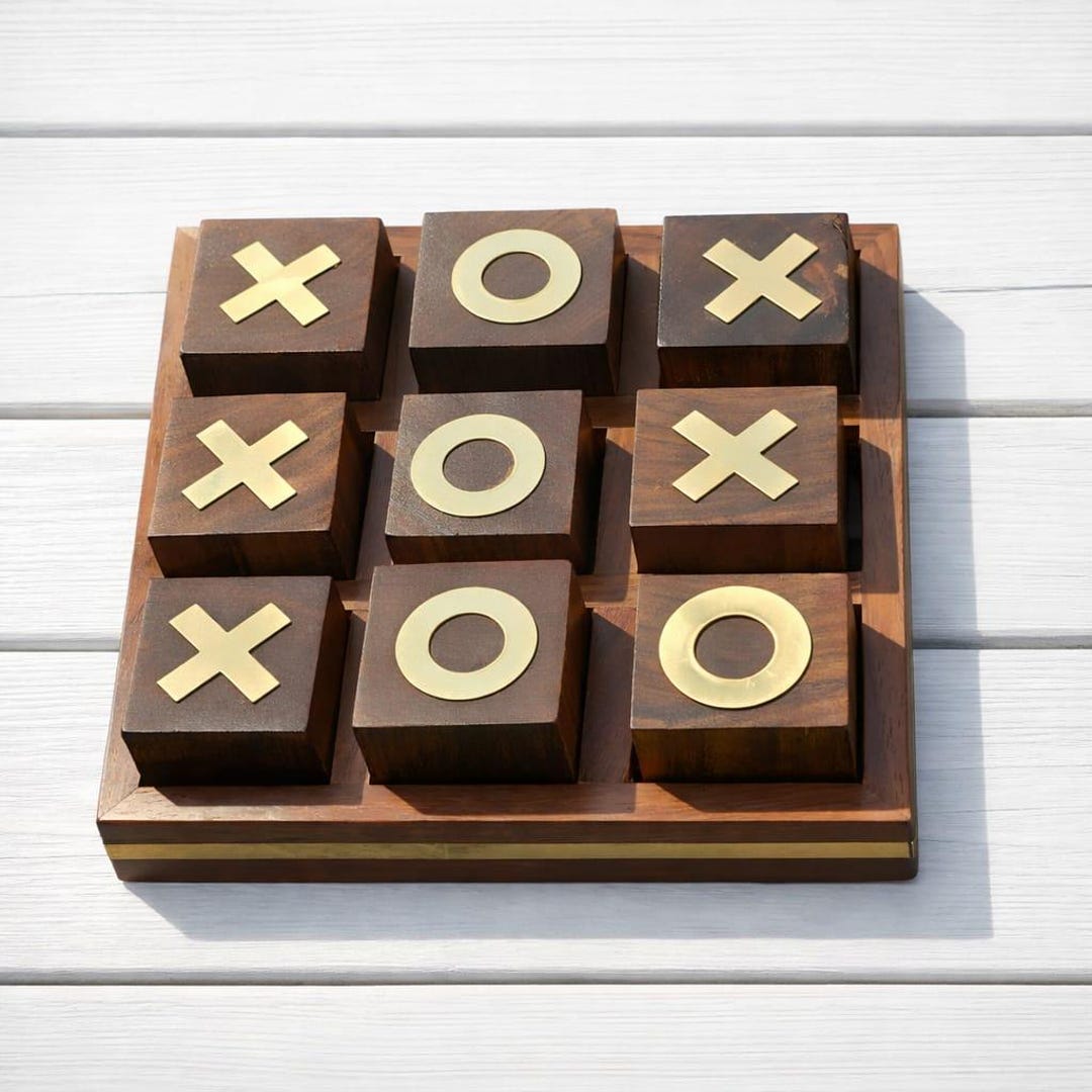Rosewood Tic Tac Toe Game | XOXO Brass Inlay Decor for Coffee Tables - Etsy