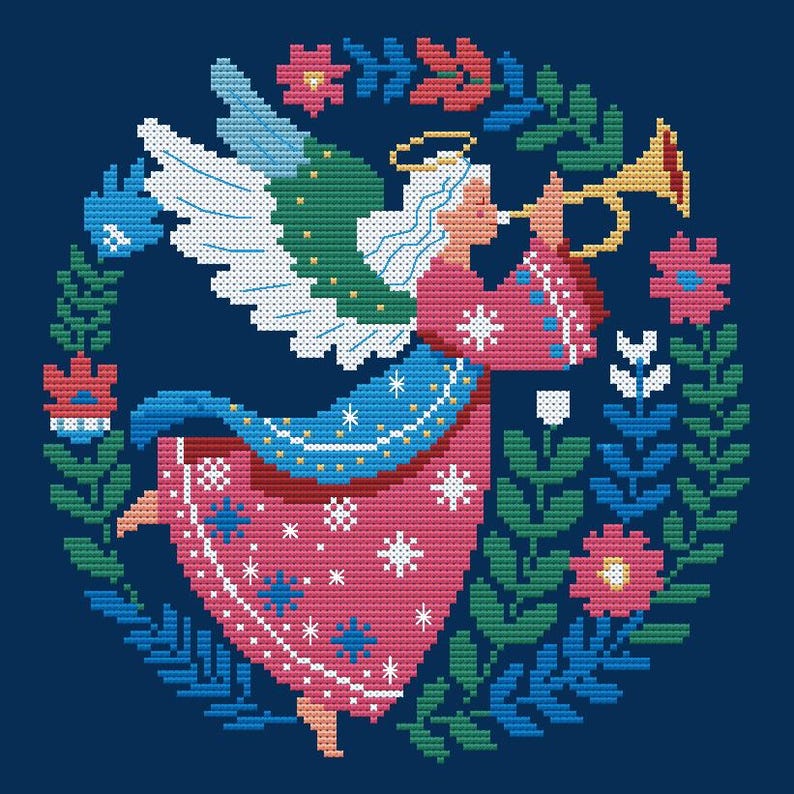 Christmas Angel Cross Stitch Pattern Bundle PDF, Holiday Embroidery Set ...