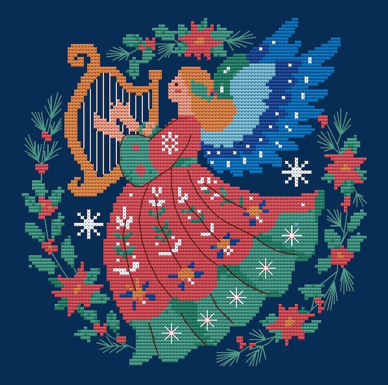 Christmas Angel Cross Stitch Pattern Bundle PDF, Holiday Embroidery Set ...