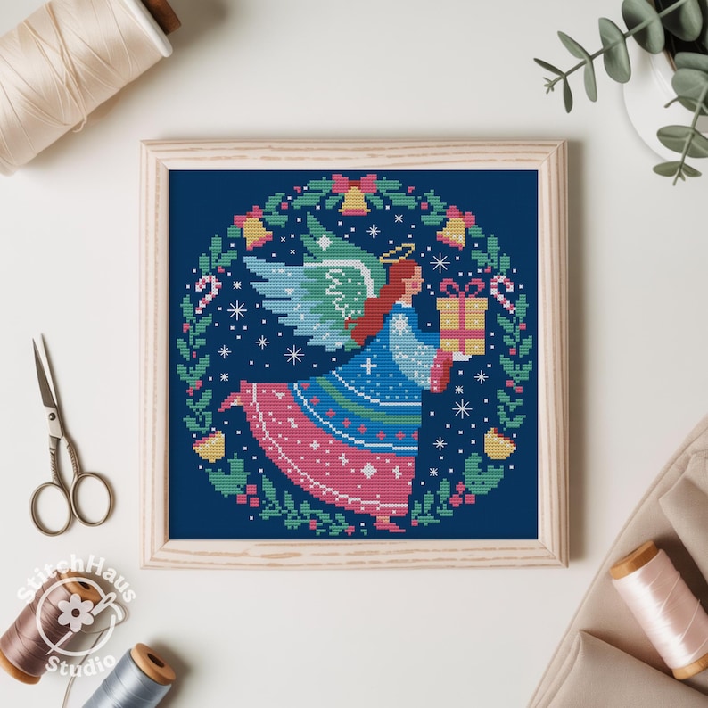 Christmas Angel Cross Stitch Pattern Bundle PDF, Holiday Embroidery Set ...