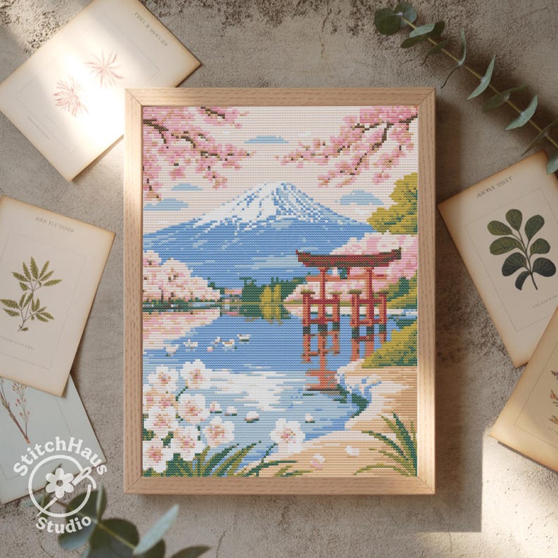 Mount Fuji Cross Stitch Pattern: Japanese Landscape Embroidery (PDF ...