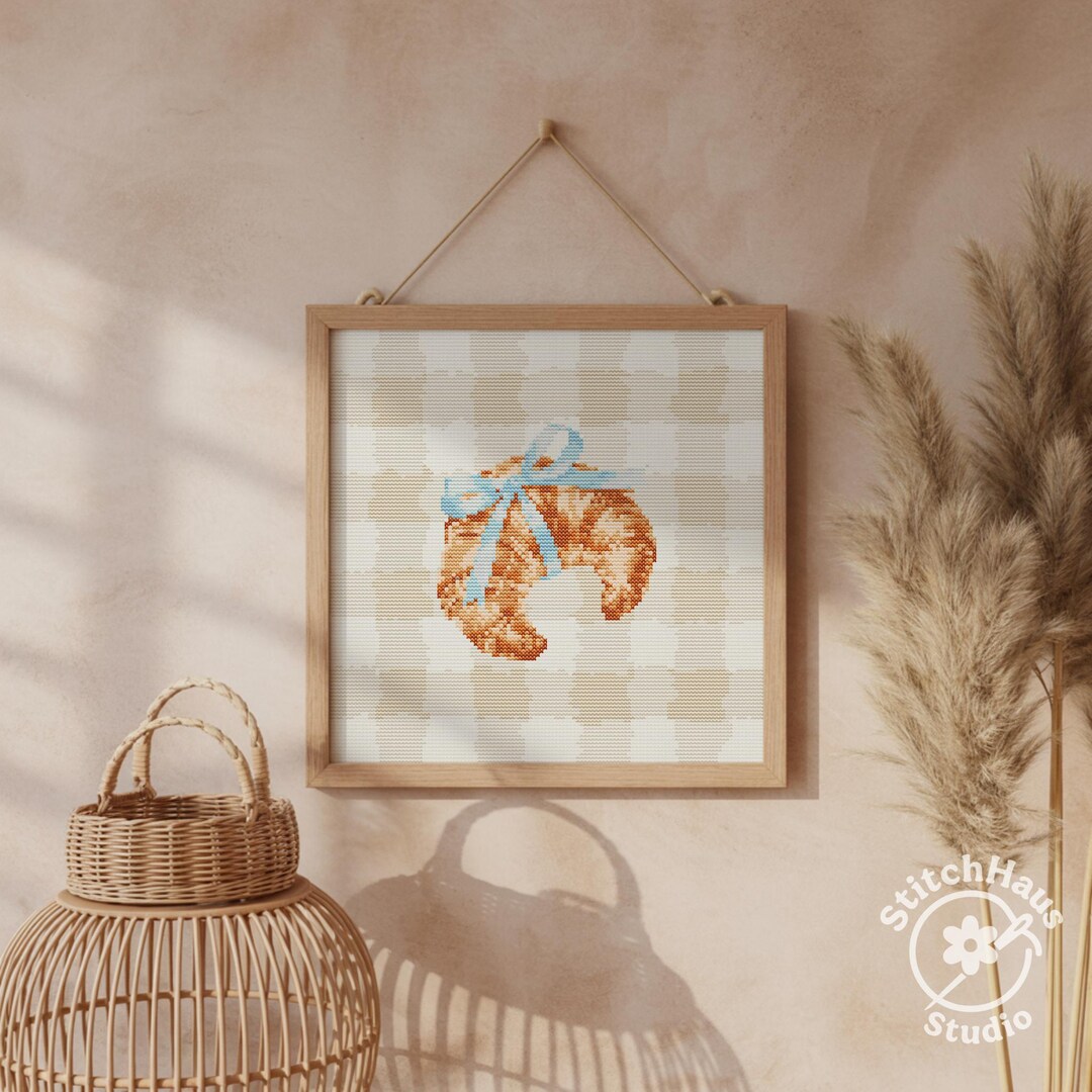 Croissant Cross Stitch Pattern: Bakery Food Embroidery (PDF) - Etsy