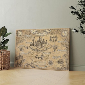 Wizarding World Map Art Print, Vintage Fantasy Decor (digital Download ...