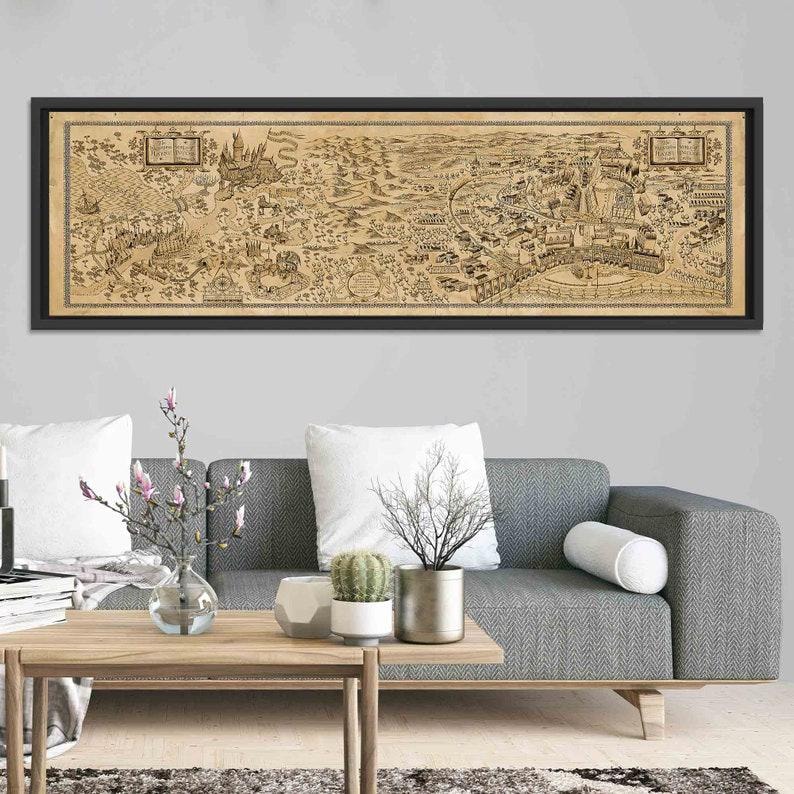 Fantasy Map,wizarding World Map Canvas,fantasy Wizard Map Wall Art ...