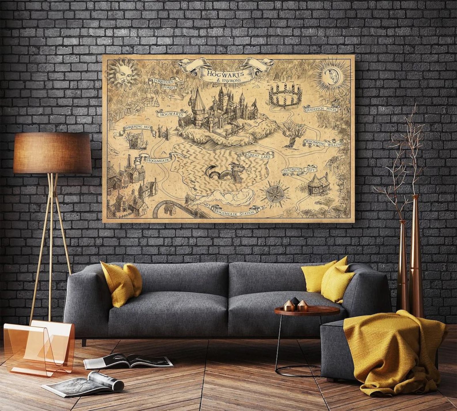 Wizarding World Map Art Print, Vintage Fantasy Decor (digital Download ...