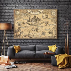 Wizarding World Map Art Print, Vintage Fantasy Decor (digital Download ...