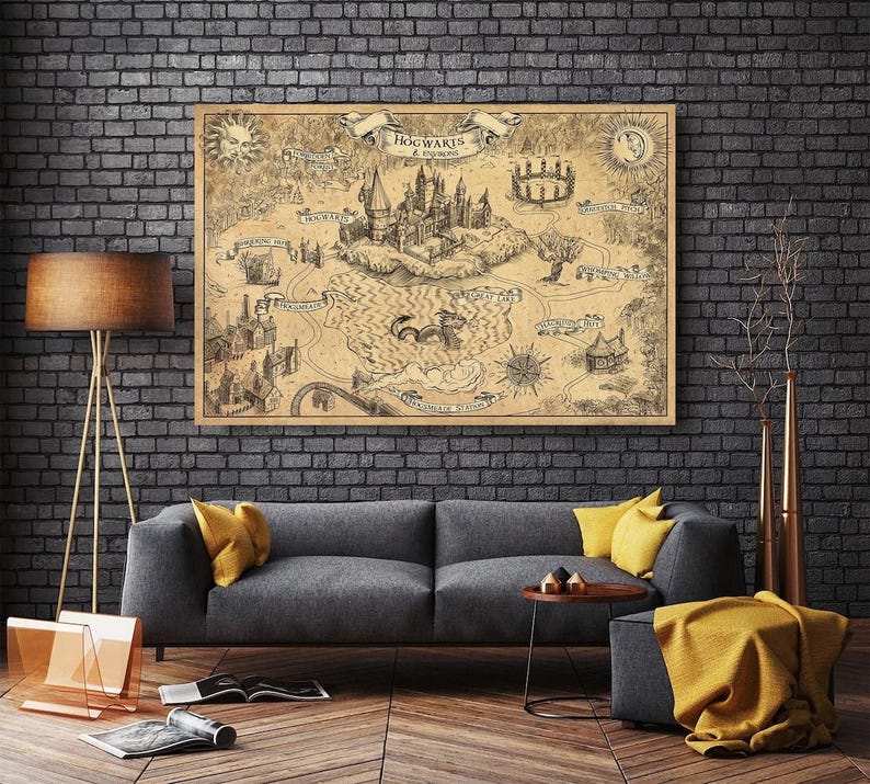 Wizarding World Map Art Print, Vintage Fantasy Decor (digital Download ...