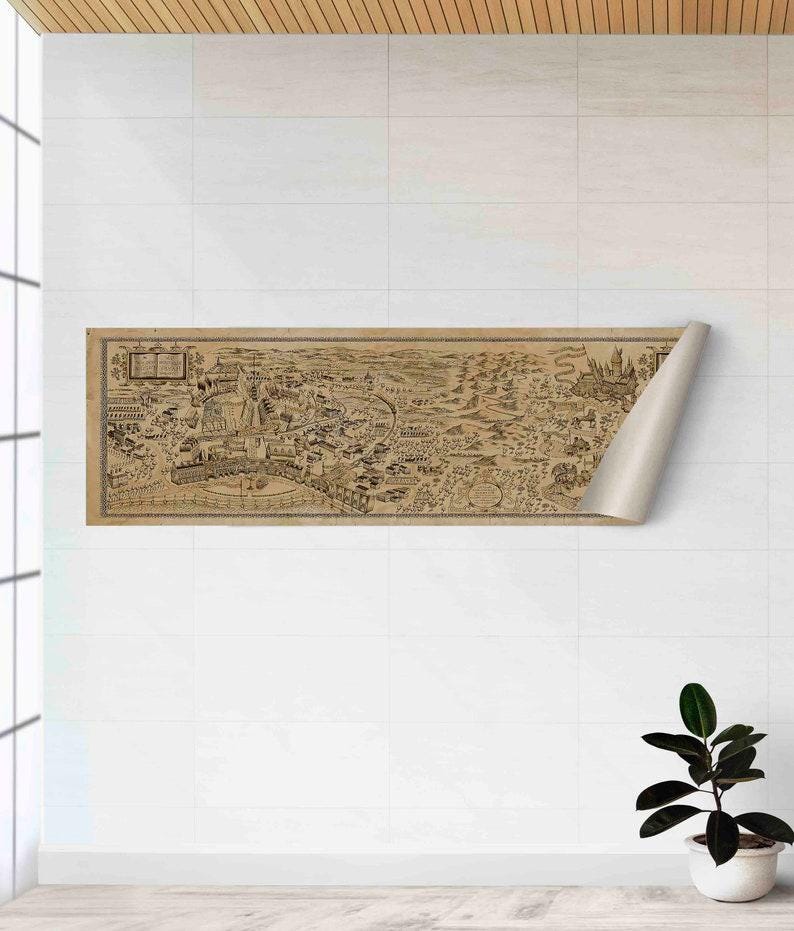 Fantasy Map,wizarding World Map Canvas,fantasy Wizard Map Wall Art ...