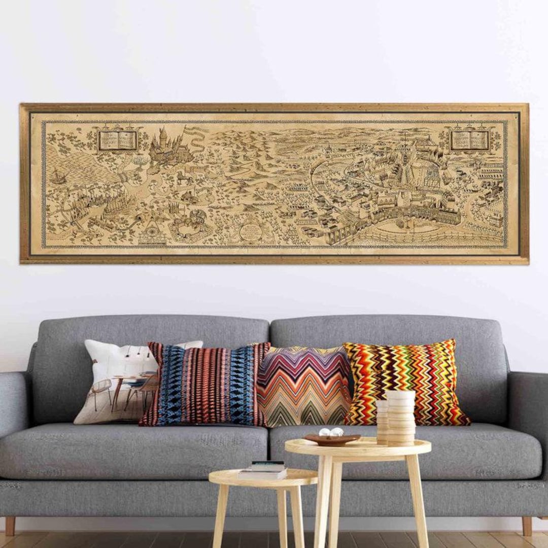 Fantasy Map,wizarding World Map Canvas,fantasy Wizard Map Wall Art ...