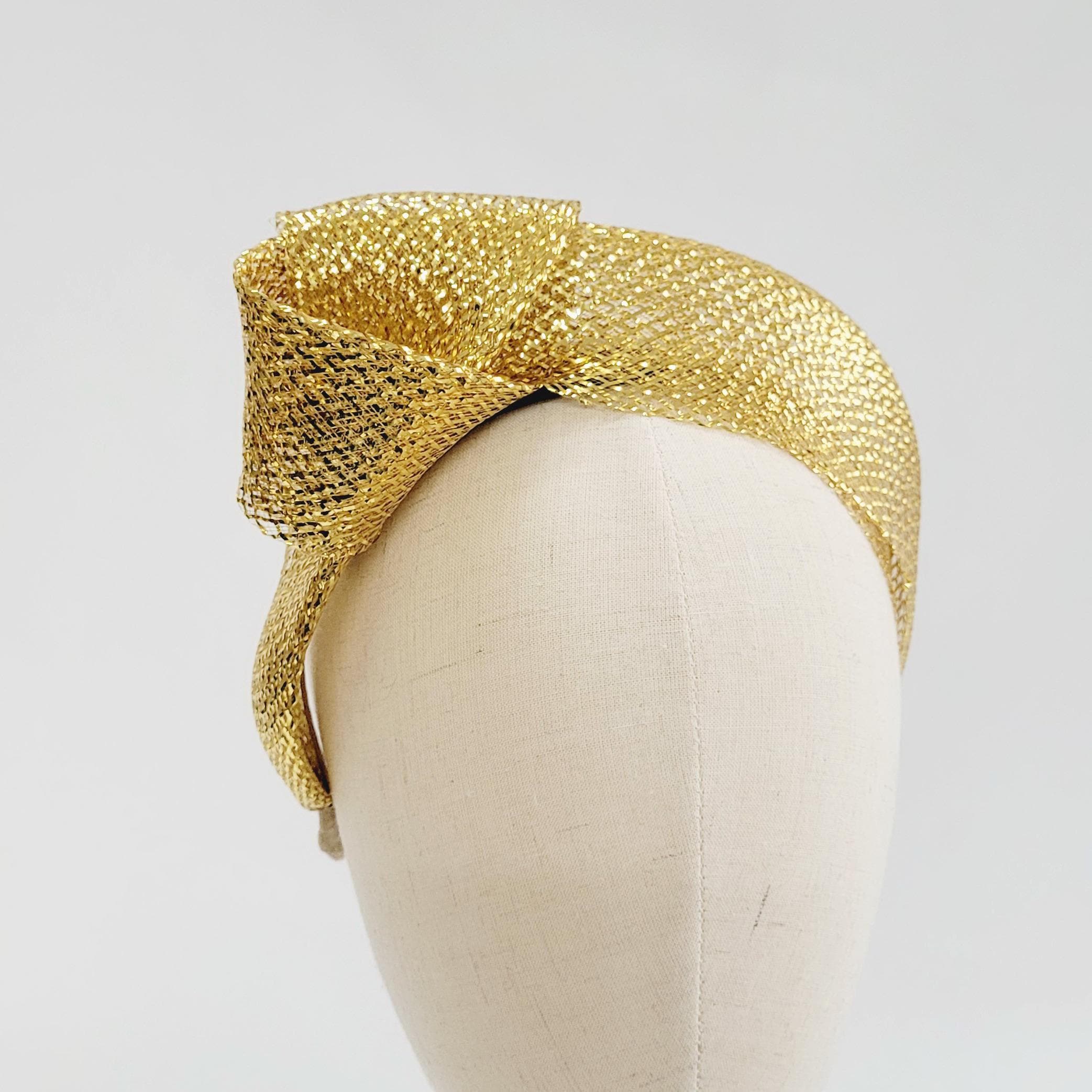 Metallic Gold Contemporary Fascinator, Modern Maximalist Occasion ...