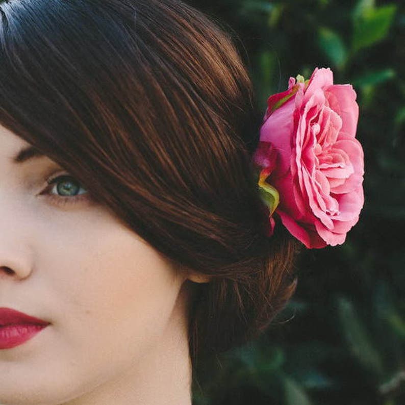 Pink Rose Flower Hair Clip Pink Vintage Style Rose Hair - Etsy