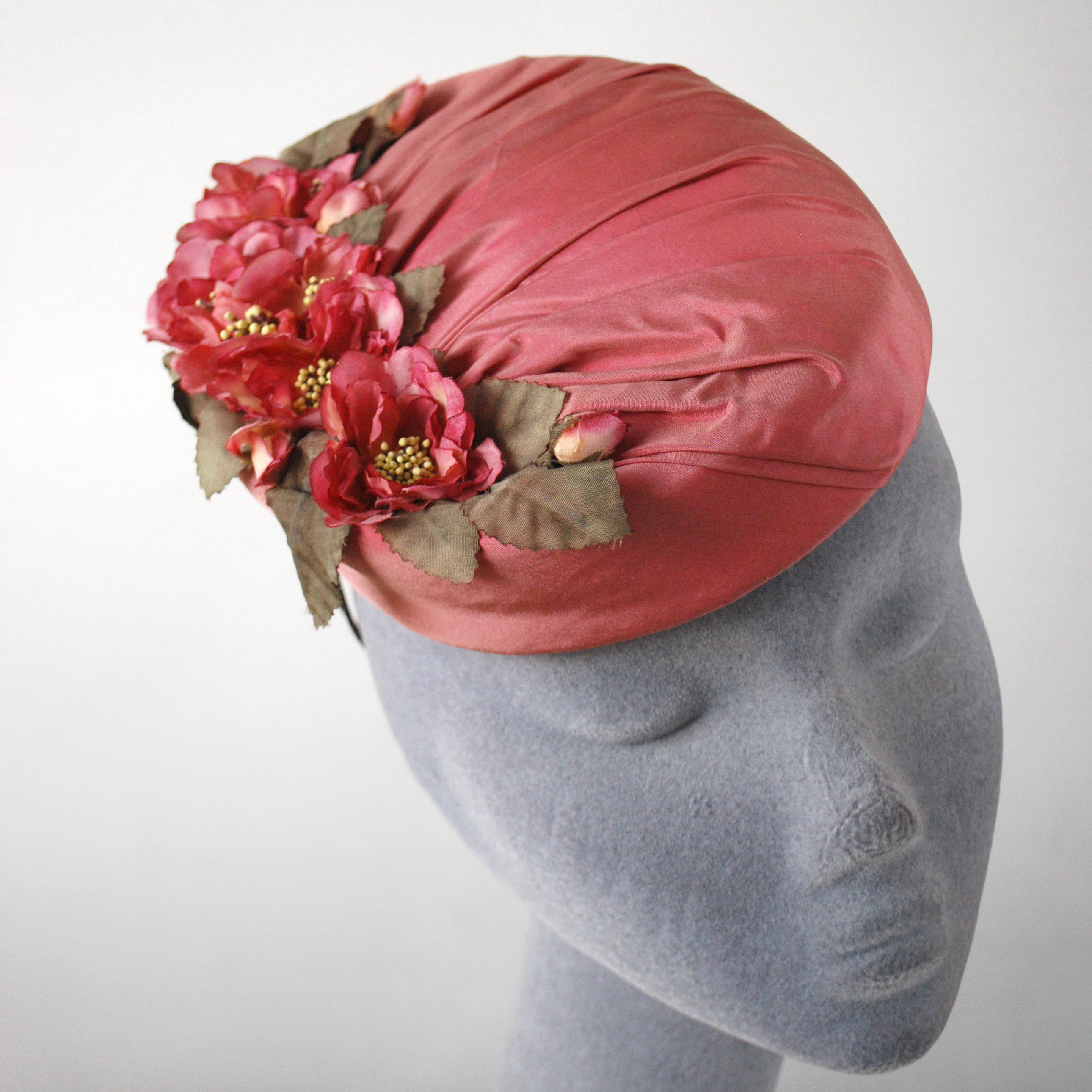 Pink Silk Hat With Blossom Flowers, Pink Cocktail Hat, Pink Percher Hat ...