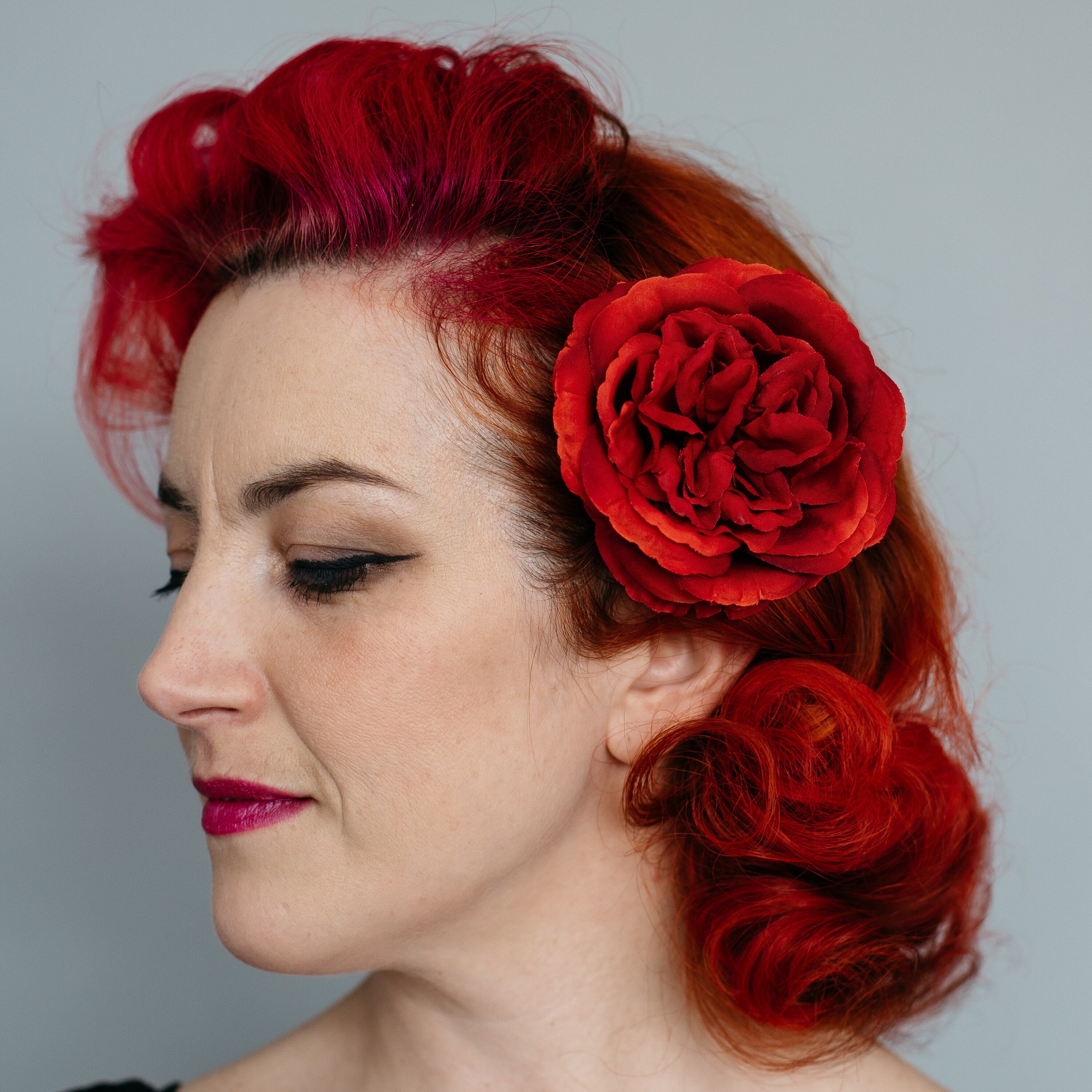 Red Vintage Style Rose Hair Flower, Red Rose Flower Hair Clip - Etsy