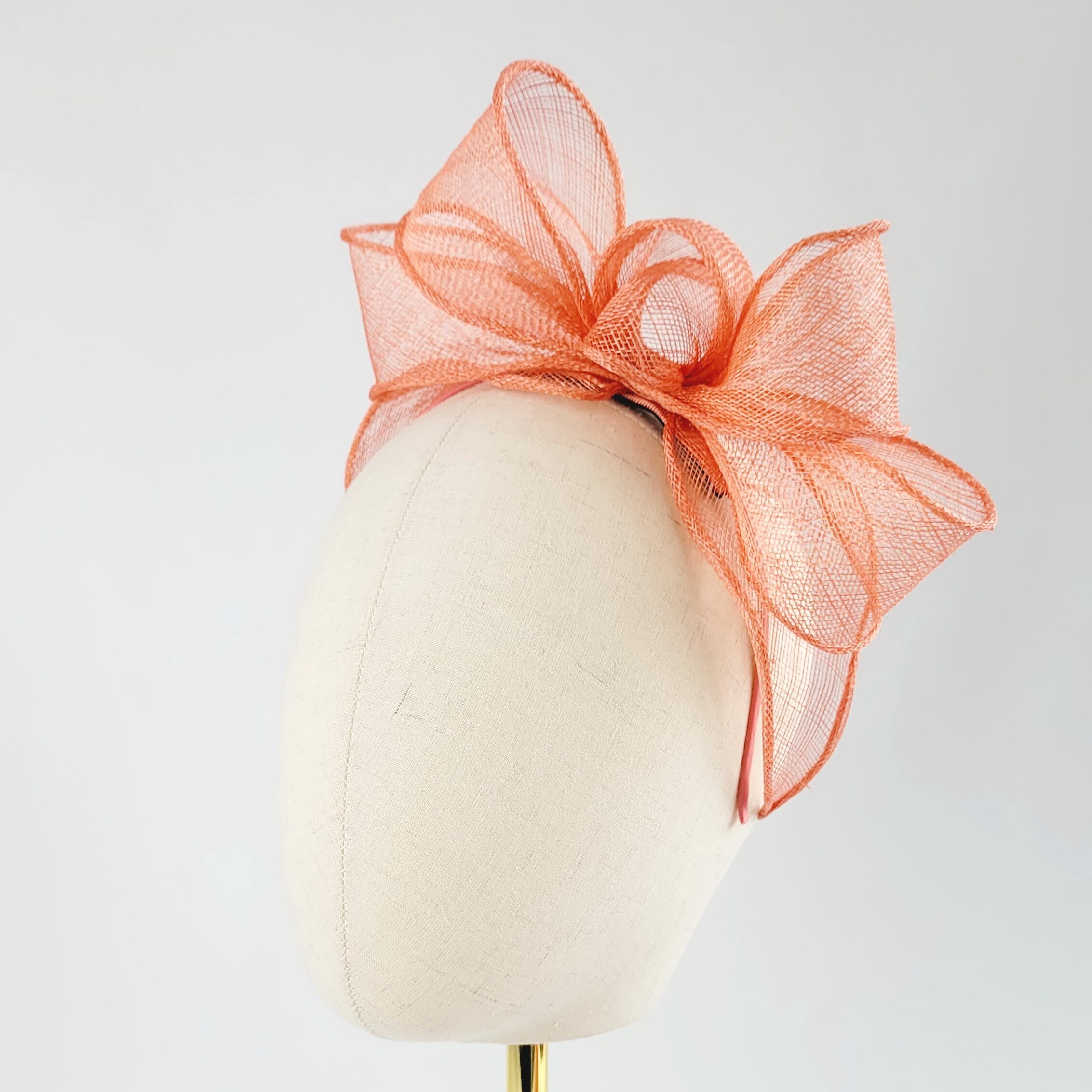 Coral Sinamay Loop Fascinator, Coral Wedding Fascinator, Coral ...