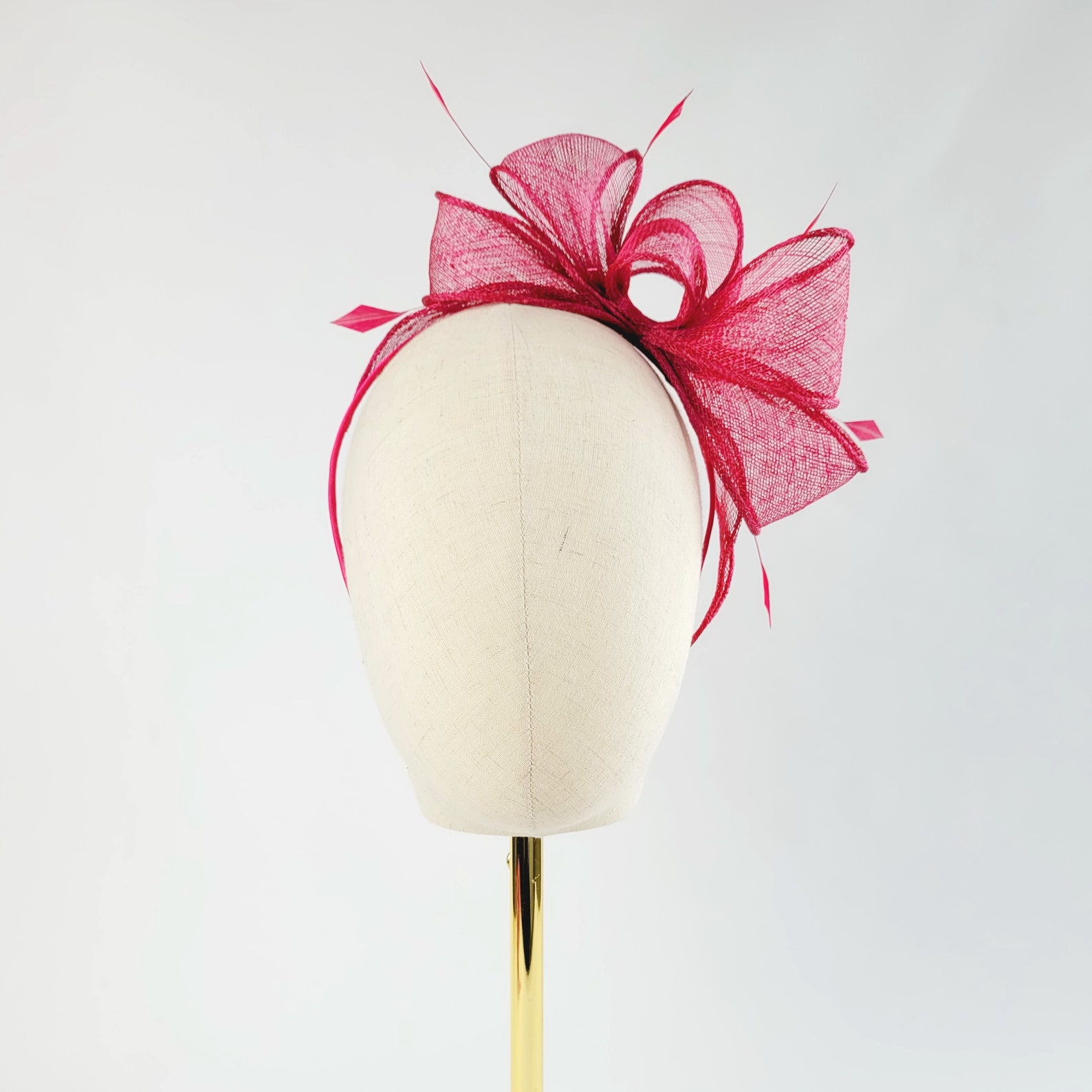 Fuchsia Pink Loop Fascinator With Coque Feathers Pink Sinamay - Etsy