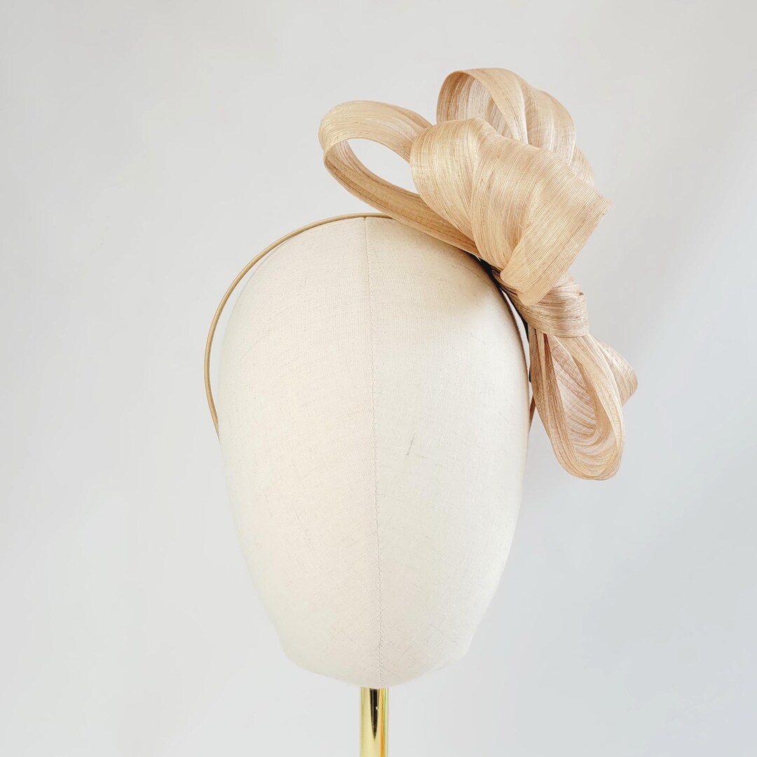 Gold Silk Abaca Wedding Fascinator, Statement Feather Free Fascinator ...