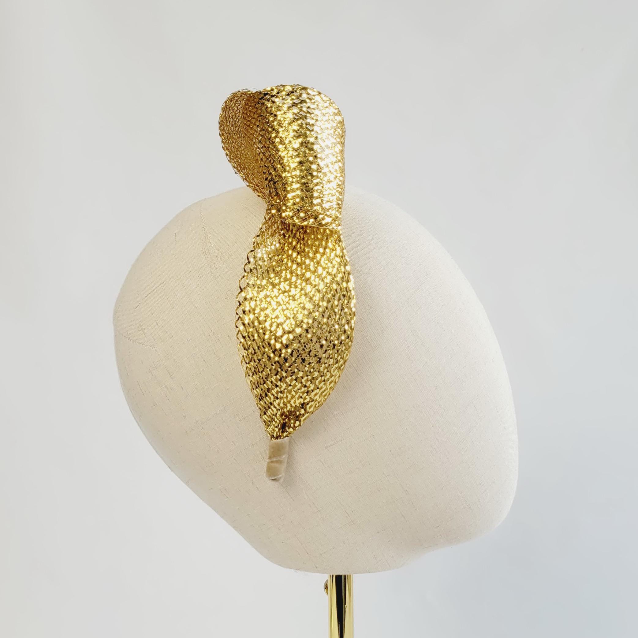 Metallic Gold Contemporary Fascinator, Modern Maximalist Occasion ...