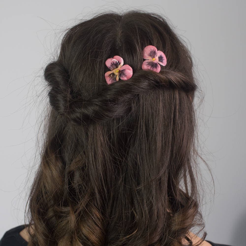 Peach Pink Flower Hair Clips, Pink Flower Bobby Pins, Pink Flower Hair ...