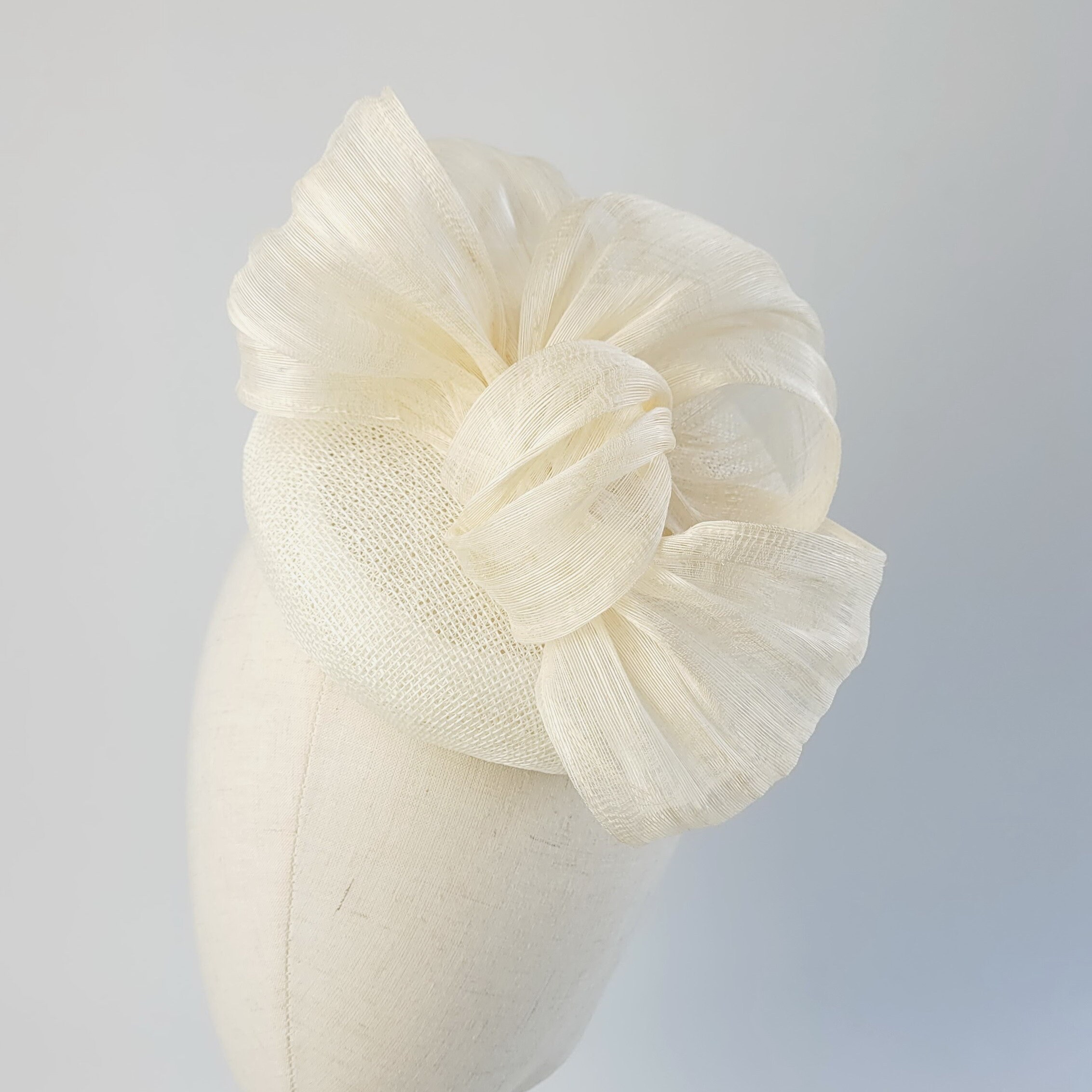 Ivory Button Hat With Silk Abaca Loops, Ivory Cocktail Hat, Ivory Race ...