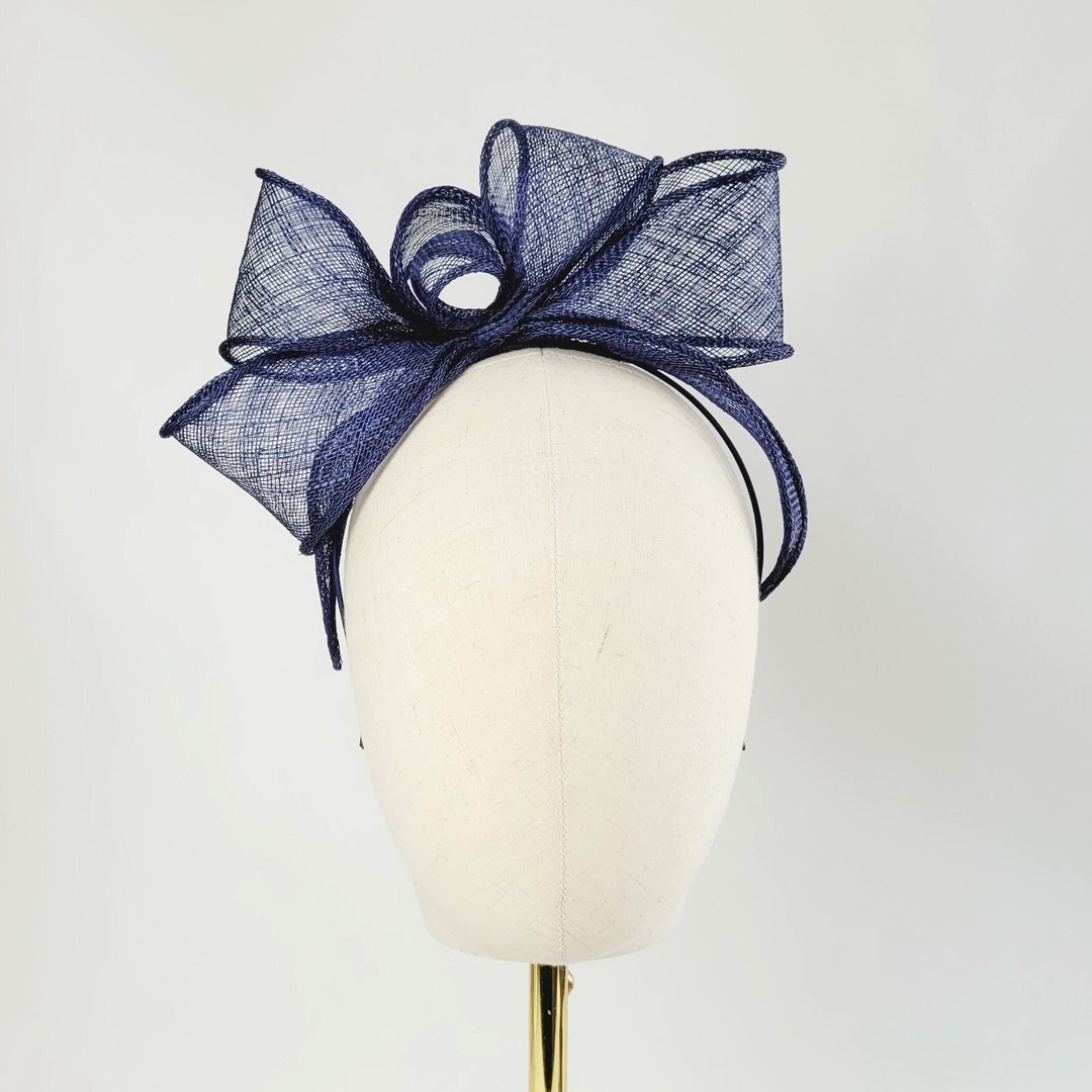 Navy Blue Sinamay Loop Fascinator, Navy Wedding Fascinator, Navy ...