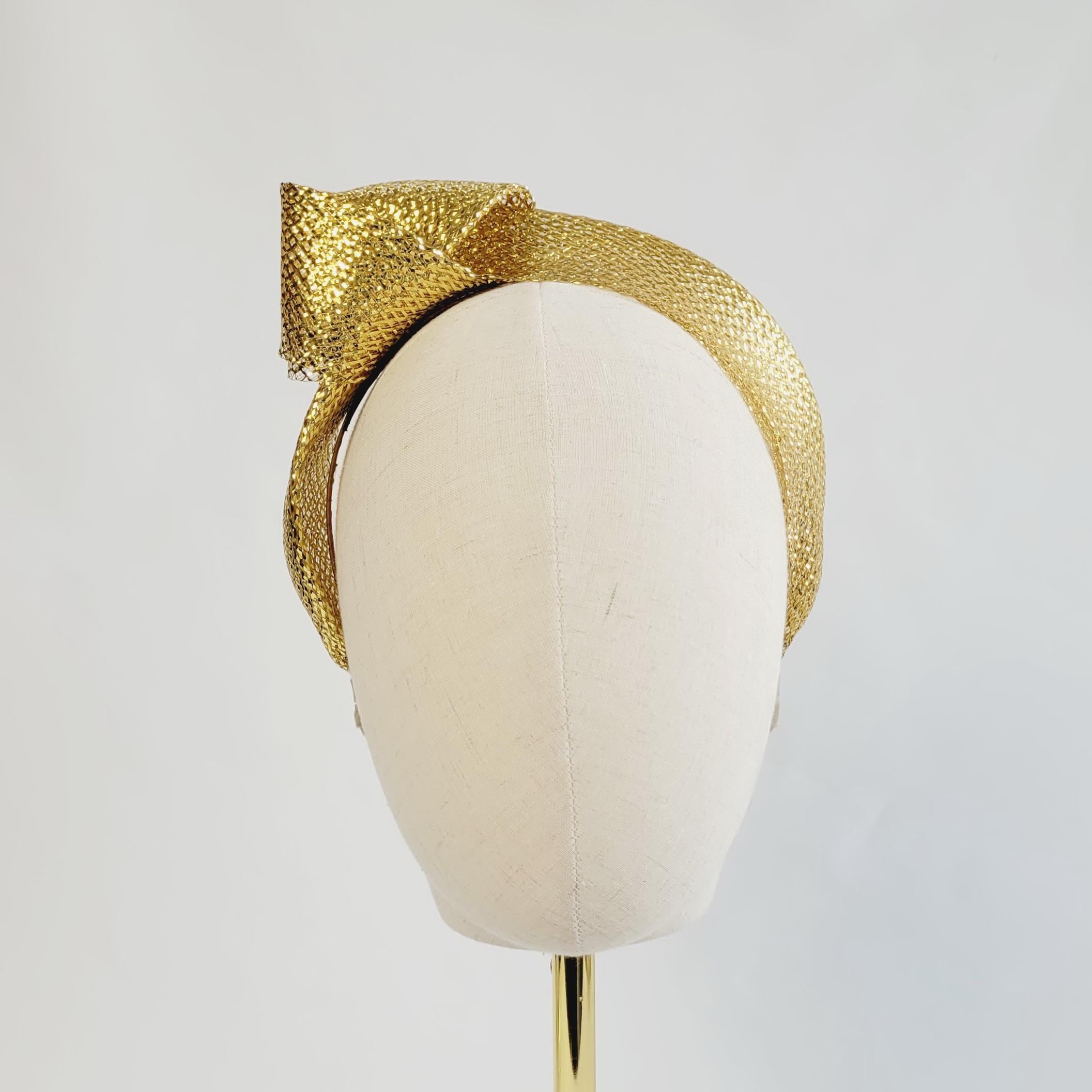 Metallic Gold Contemporary Fascinator, Modern Maximalist Occasion ...