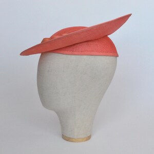 Coral Sinamay Brimmed Hat With Ribbon Trim, Coral Race Day Hat, Coral ...