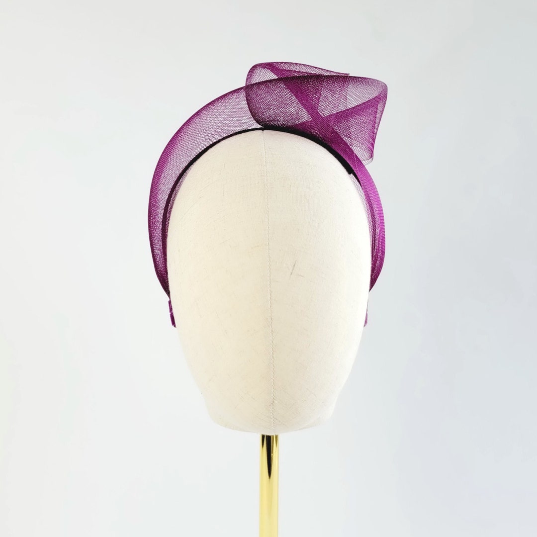 Plum Purple Crinoline Knot Headband, Purple Fascinator Headband, Purple ...