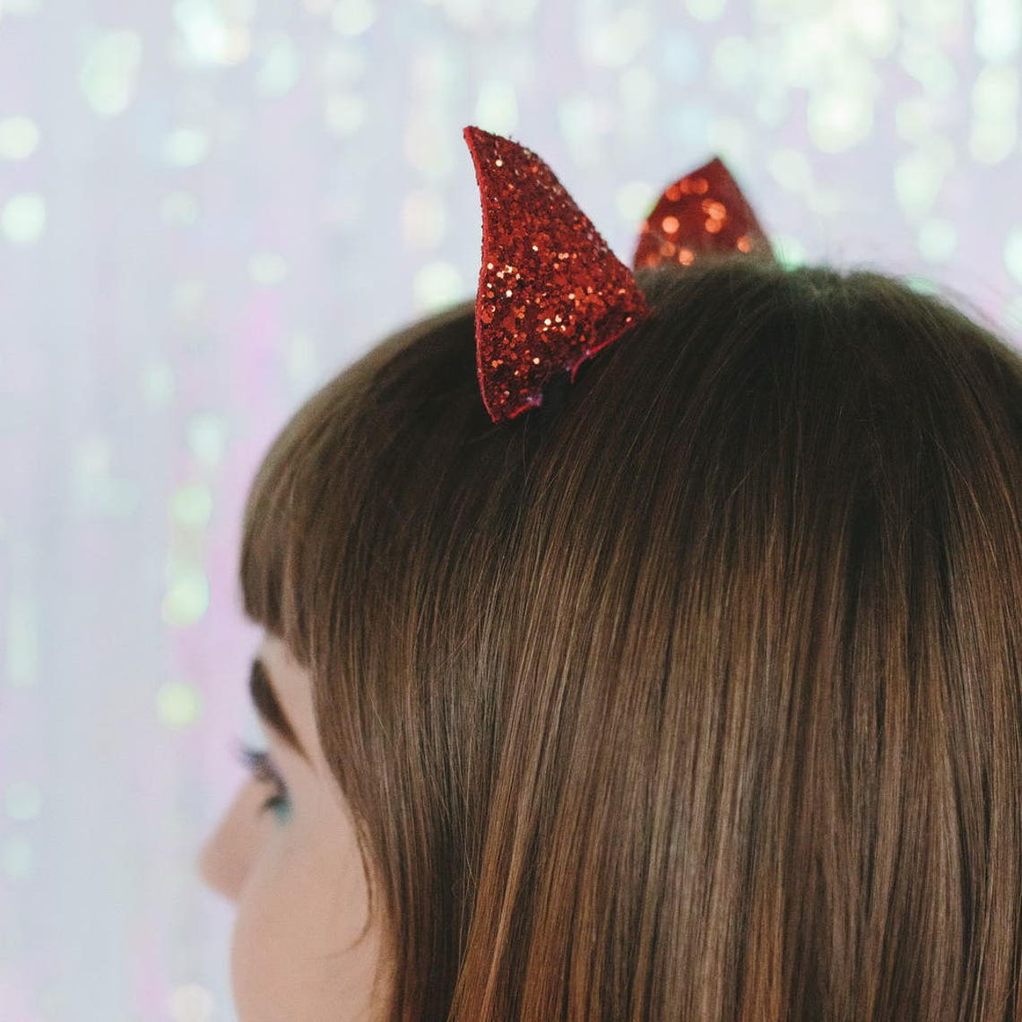 Red Glitter Cat Ears Headband, Halloween Glitter Cat Ears Headband, Red ...
