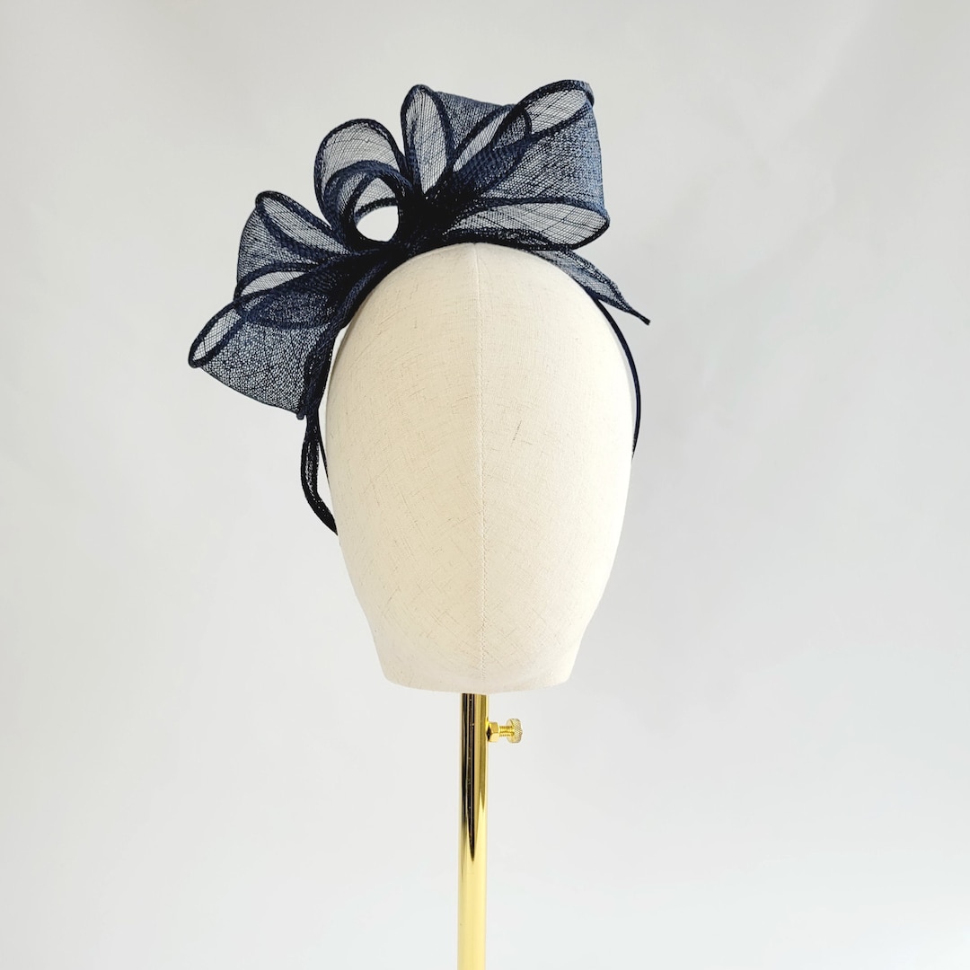 Navy Blue Sinamay Loop Fascinator Navy Wedding Fascinator - Etsy