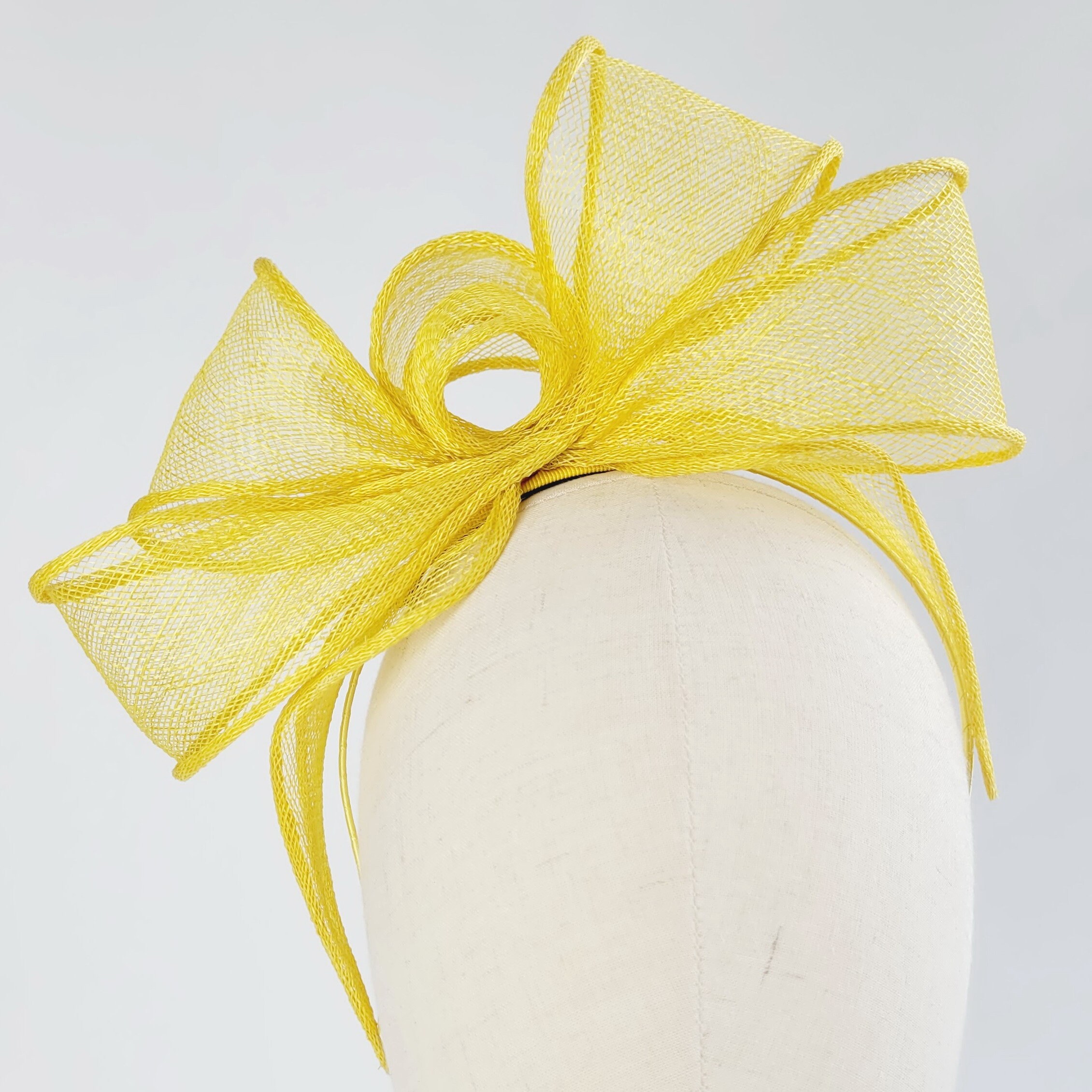 Yellow Sinamay Loop Fascinator, Yellow Wedding Fascinator, Yellow ...
