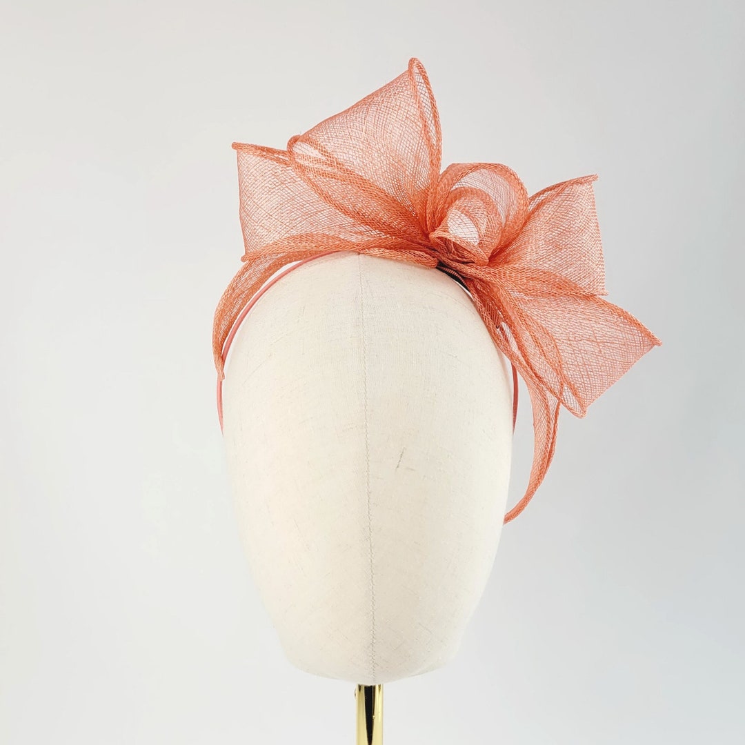 Coral Sinamay Loop Fascinator, Coral Wedding Fascinator, Coral ...