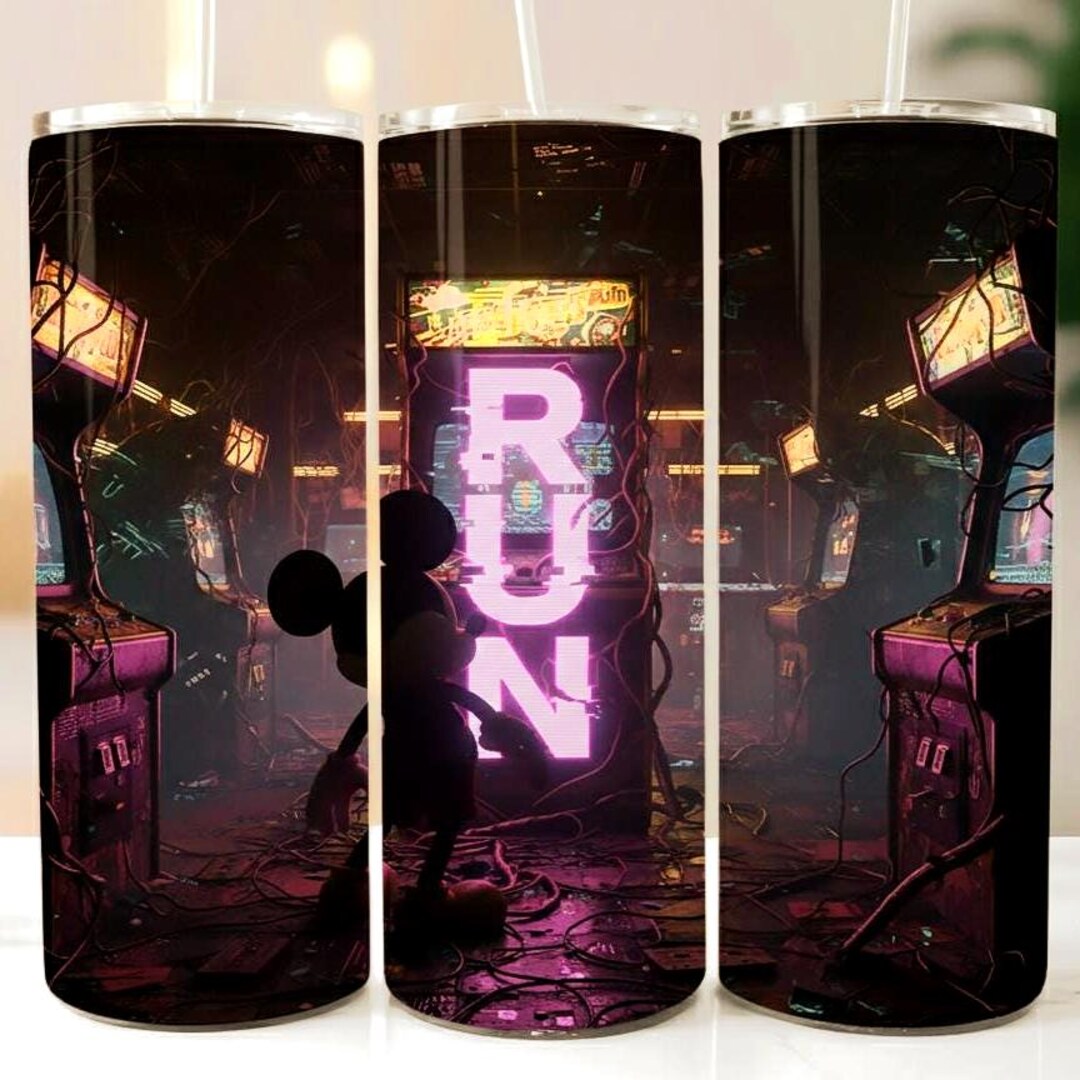 Mickey Mouse Stranger Things Tumbler Wrap | Neon Arcade Sublimation ...