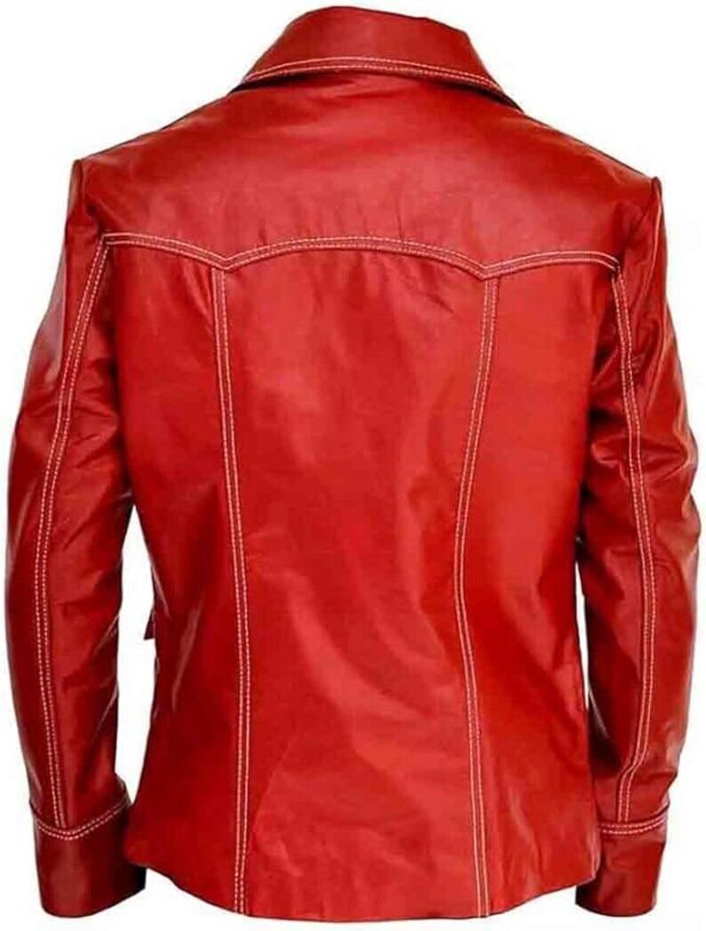 Fight Club Tyler Durden Red Leather Jacket: Brad Pitt FC Coat - Etsy