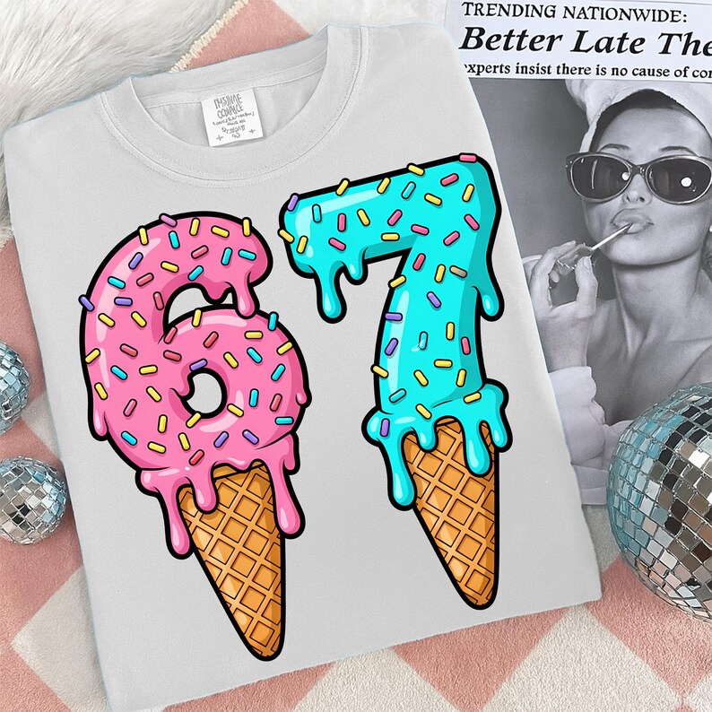 Six Seven Ice Cream Drip Sports Meme PNG | Funny 67 Number PNG | Cool ...