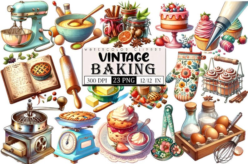 Kitchen Clipart Bundle | Cooking & Baking Pngs | Rustic Kitchen ...