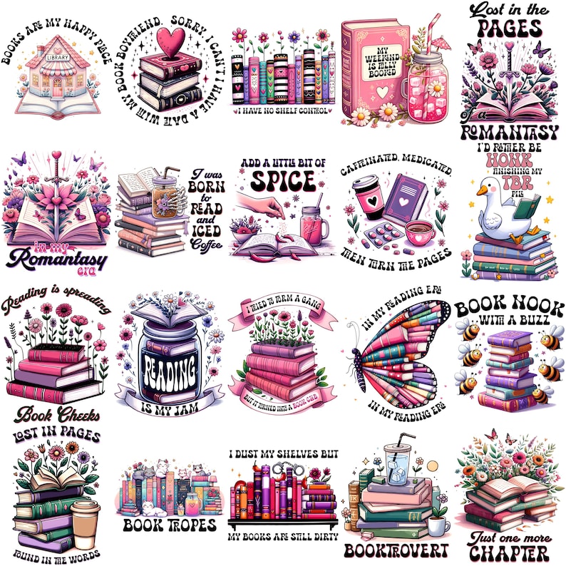 Books Quotes PNG Bundle | Funny Book Lover Sublimation Designs ...