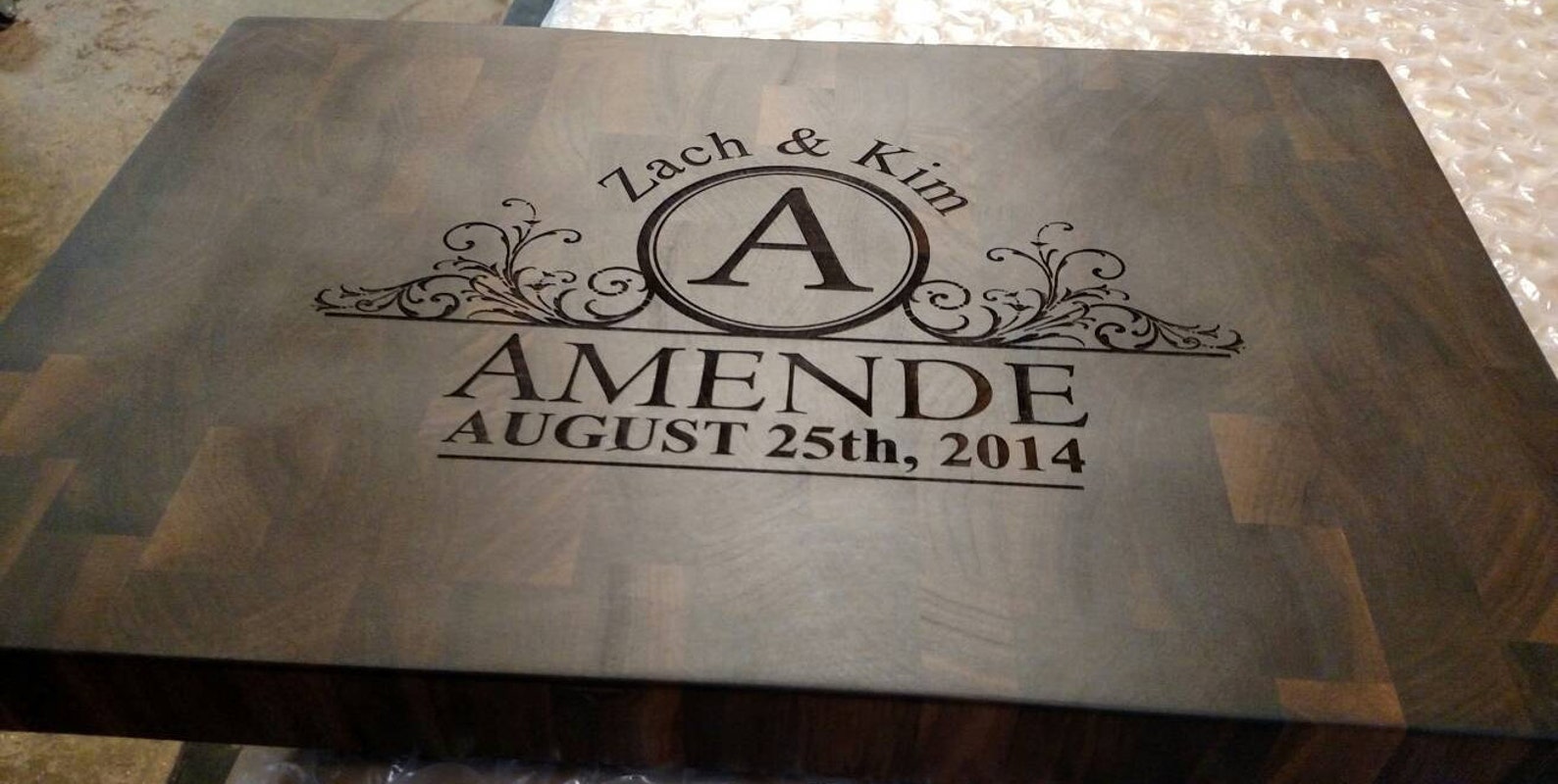 Engraved End Grain Cutting Board Wedding Gift Handmade - Etsy
