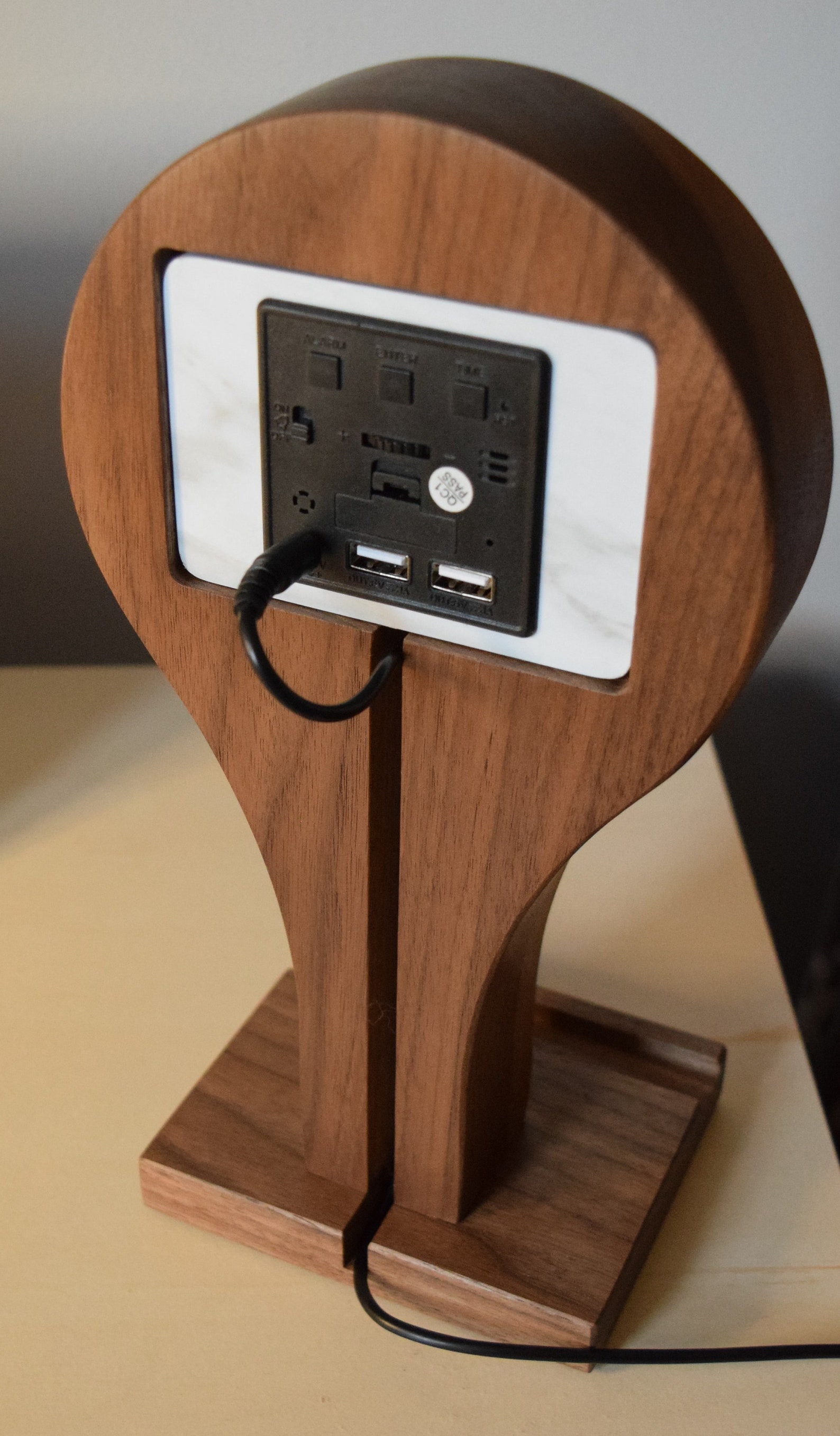 Headset Stand Walnut Hardwood Alarm Clock USB Charger Phone | Etsy