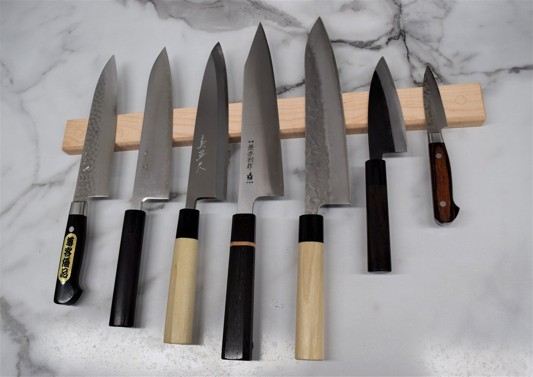 Magnetic Maple Wood Knife Block Wood Knife Holder Magnetic Knife Block ...