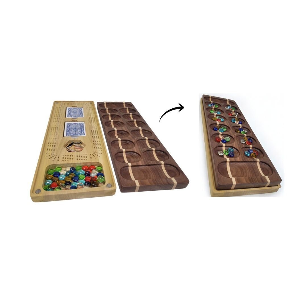 Mancala Cribbage Board Set Game Combo African Stone Game - Etsy