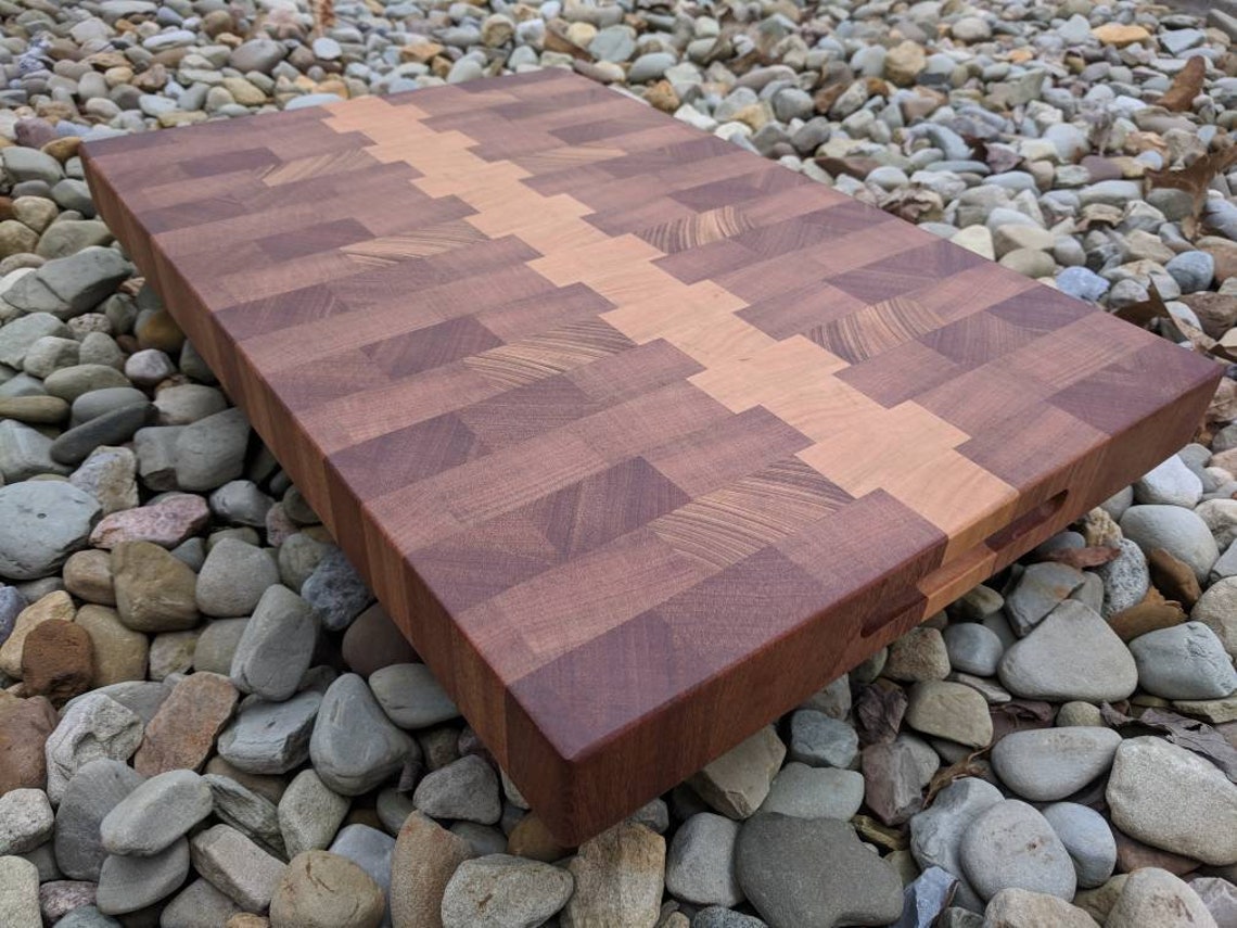 Cutting Board Mahogany Cherry End Grain Butcher Block FREE | Etsy