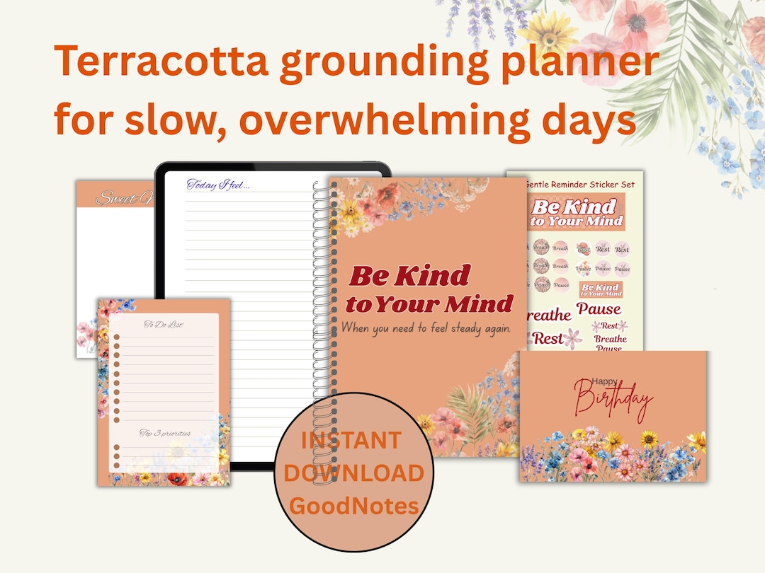 Terracotta Digital Planner for Grounding & Self Care | Boho Wellness ...