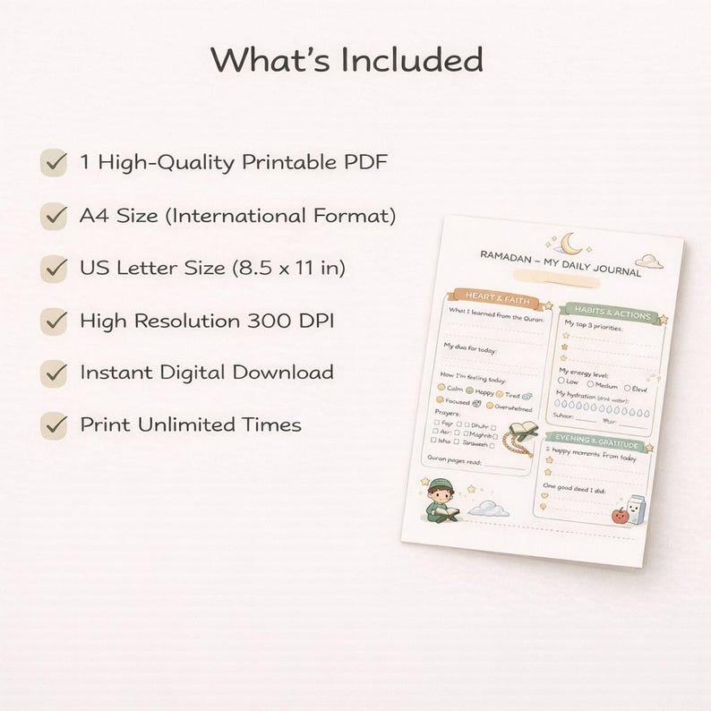 Ramadan Activities for Kids Printable – Islamic Daily Journal for ...