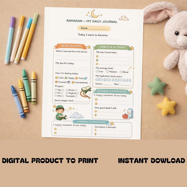 Ramadan Activities for Kids Printable – Islamic Daily Journal for ...