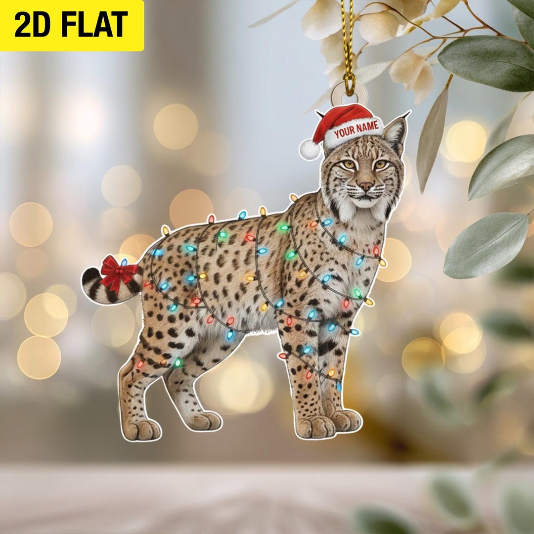 Personalized Bobcat Christmas Ornament 2025, Custom Name 2D Flat ...