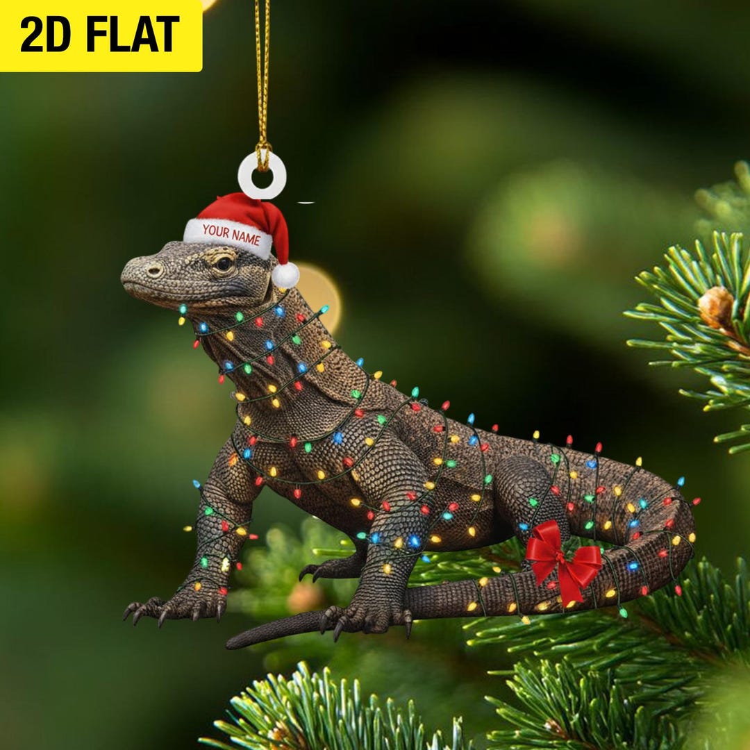Custom Komodo Dragon Christmas Ornament 2025, Personalized Name 2D Flat ...